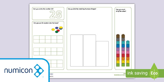 All About Number 28 Activity Mat with Numicon Shapes